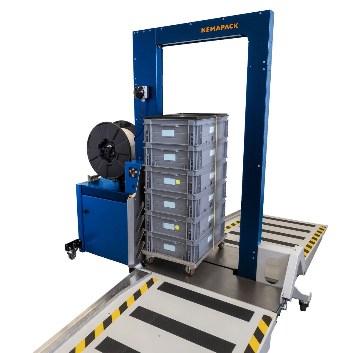 Umreifungsmaschine für Rollbehälter - Dolly